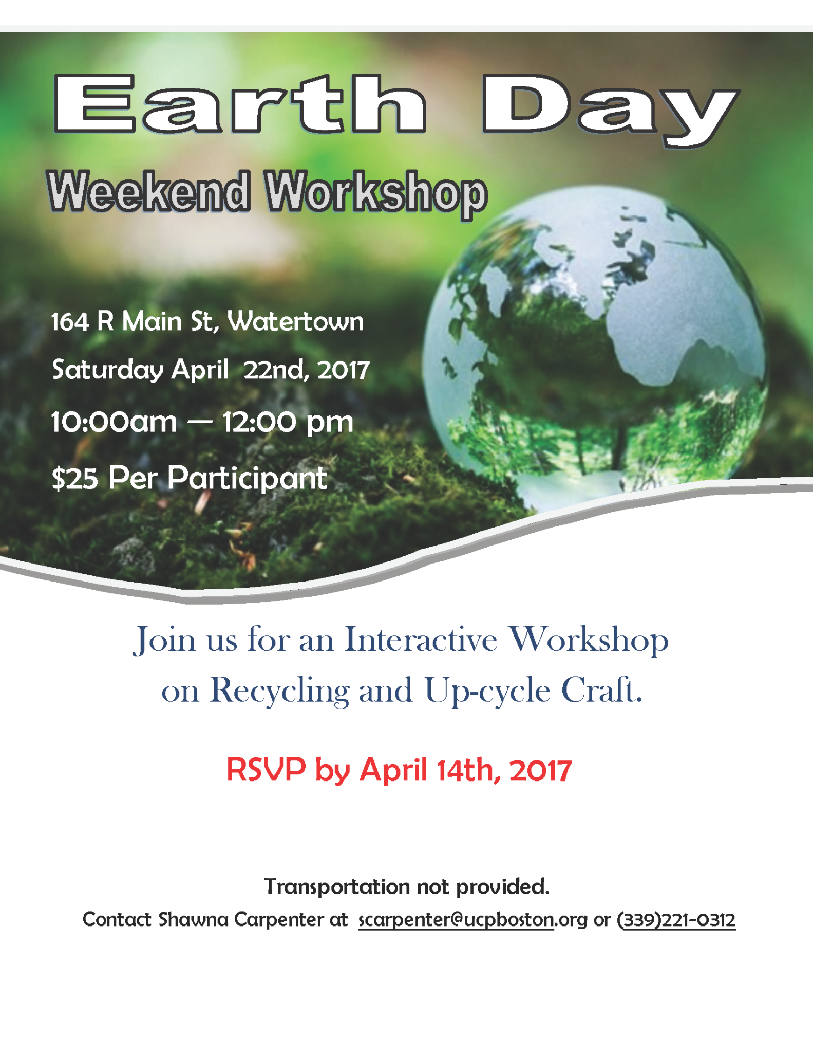 Earth Day Weekend Workshop! – United Cerebral Palsy of MetroBoston